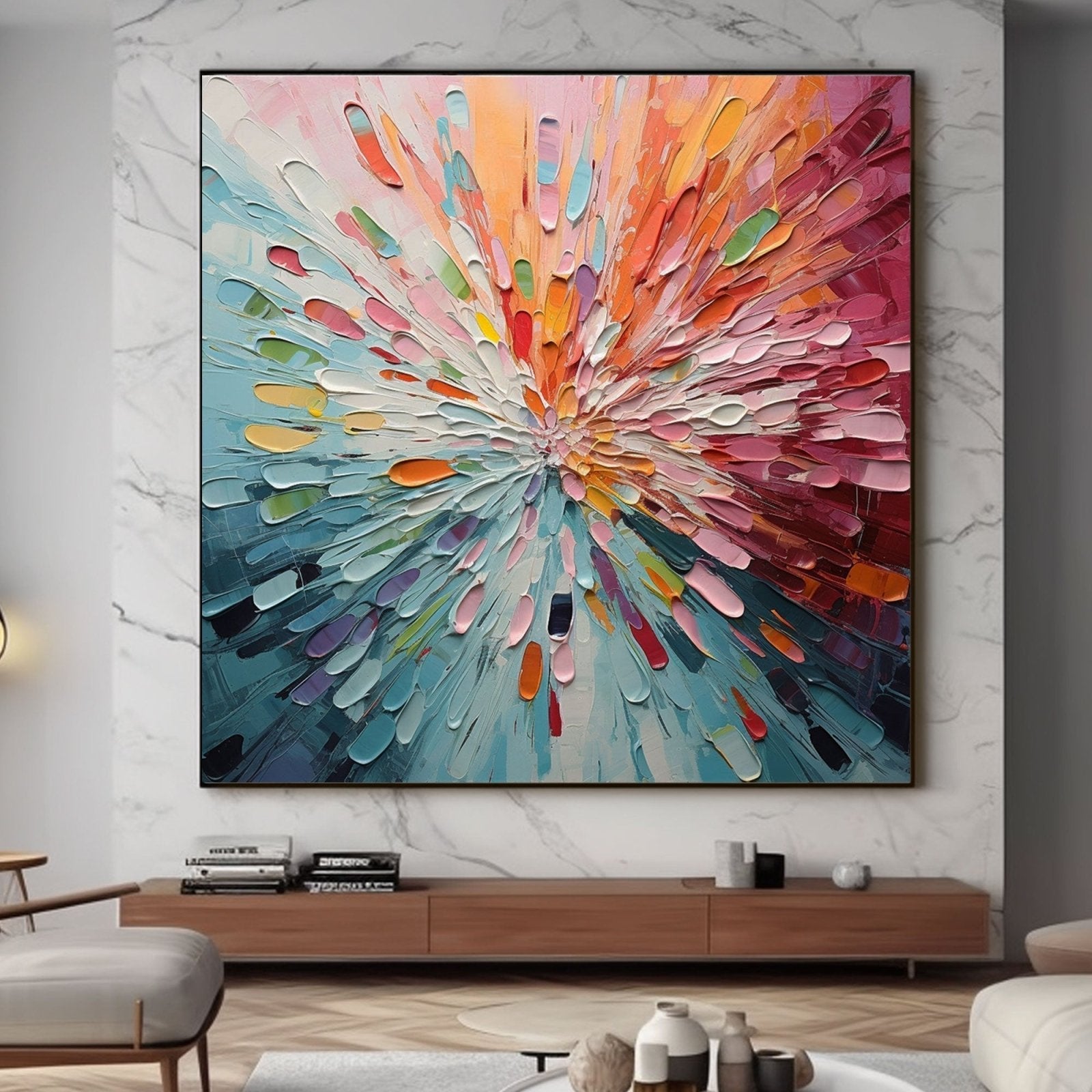 Square Oil Paintings | Handmade Modern Square Wall Art | Savy Canvas