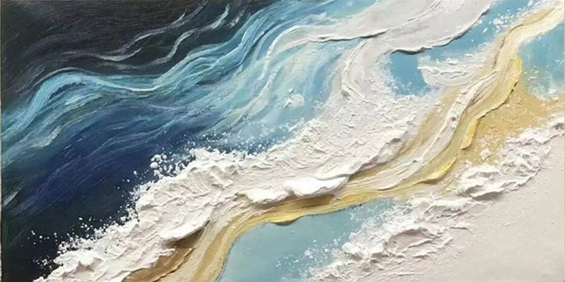 Premium Hand - Crafted Abstract Ocean Wave Artwork for Wall Display #J