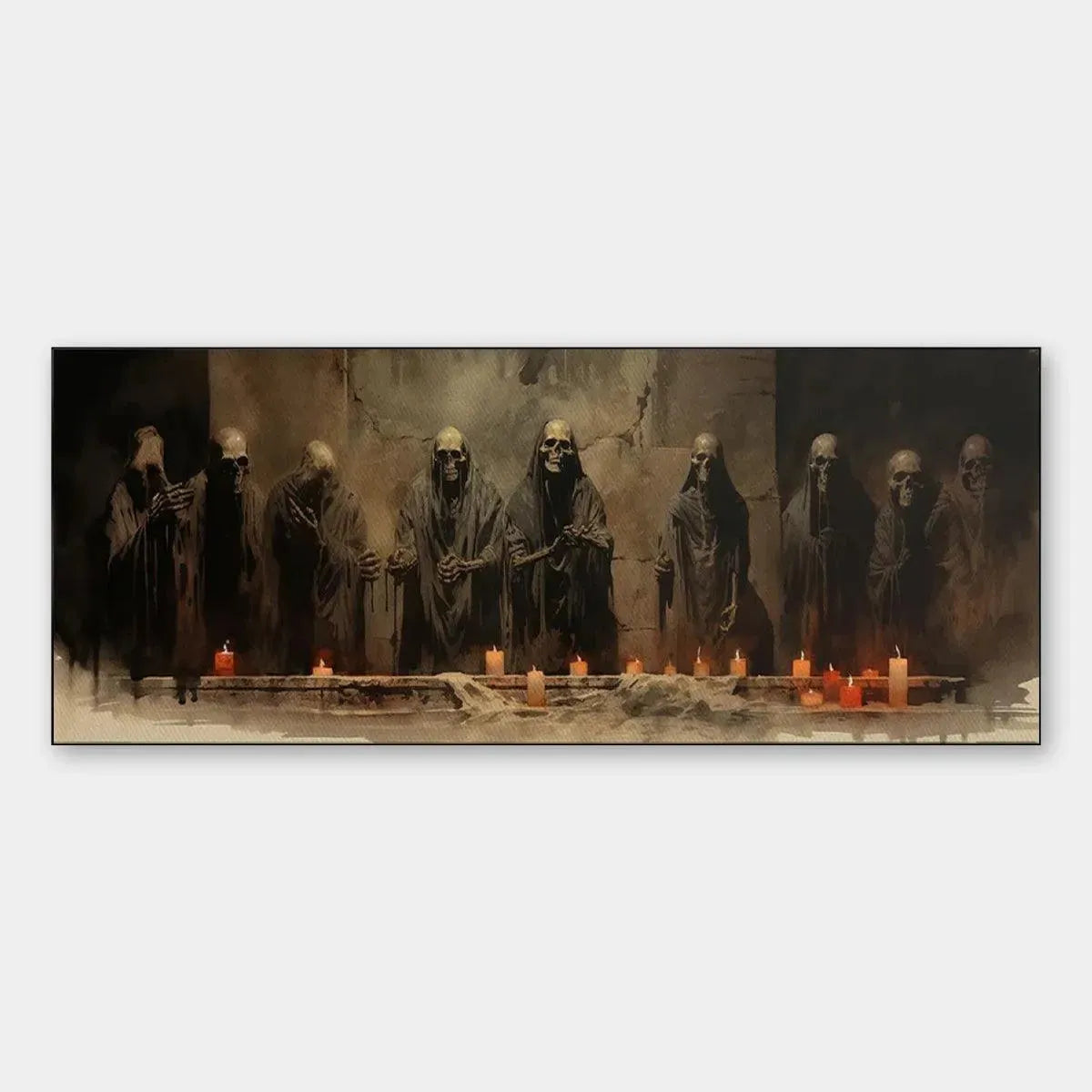 Dark Fantasy Skeleton Painting | Halloween Wall Art #AA 007